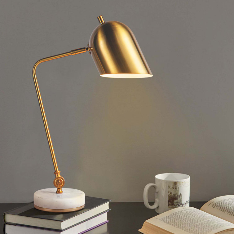 Mercer41 Hadlow 22" H Industrial Metal Marble Adjustable Task Table Lamp for Bedroom Living Room ...